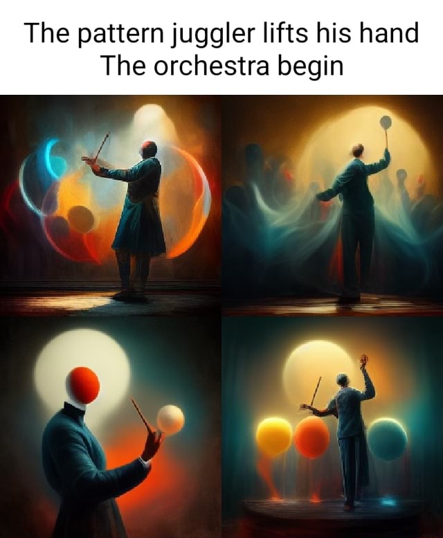 The pattern juggler lifts his hand The orchestra begin - iFunny