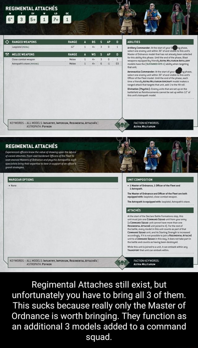 REGIMENTAL ATTACHES RANGED WEAPONS RANGE ABILITIES MELEE WEAPONS RANGE ...