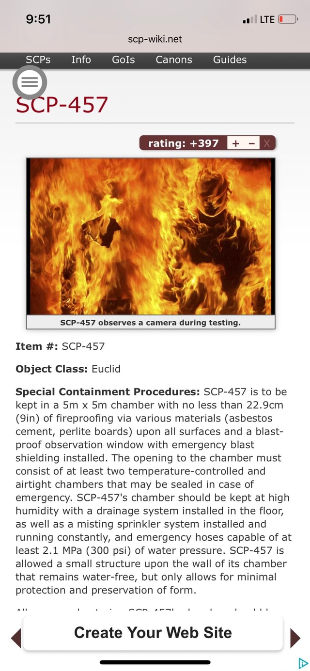 Object Class: Euclid Special Containment Procedures: SCP-457 is to be ...