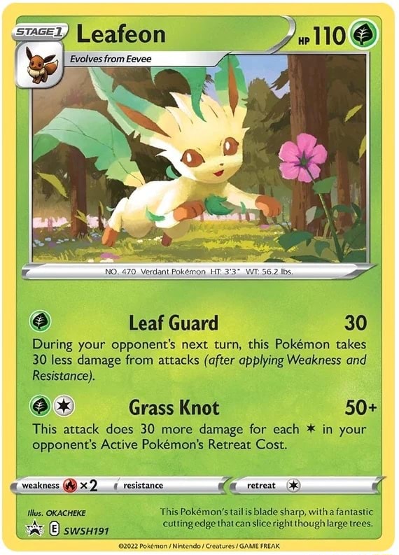Leafeon Verdant Pokmon. HT. @ Leaf Guard 30 During your opponent's next ...