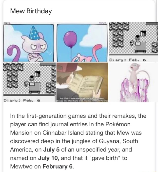 Mew Birthday In the first-generation games and their remakes, the ...