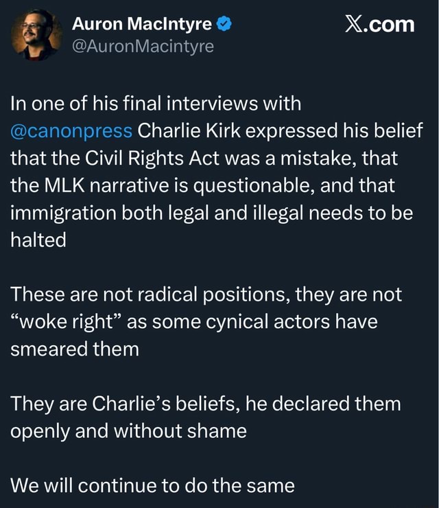 Auron Macintyre NU In one of his final interviews with "ecanonpress ...