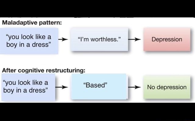 Maladaptive pattern: "you look like > worthless." Depression boy in a ...