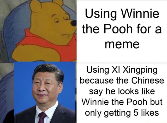 Using Winnie the Pooh for a meme Using XI Xingping because the Chinese ...