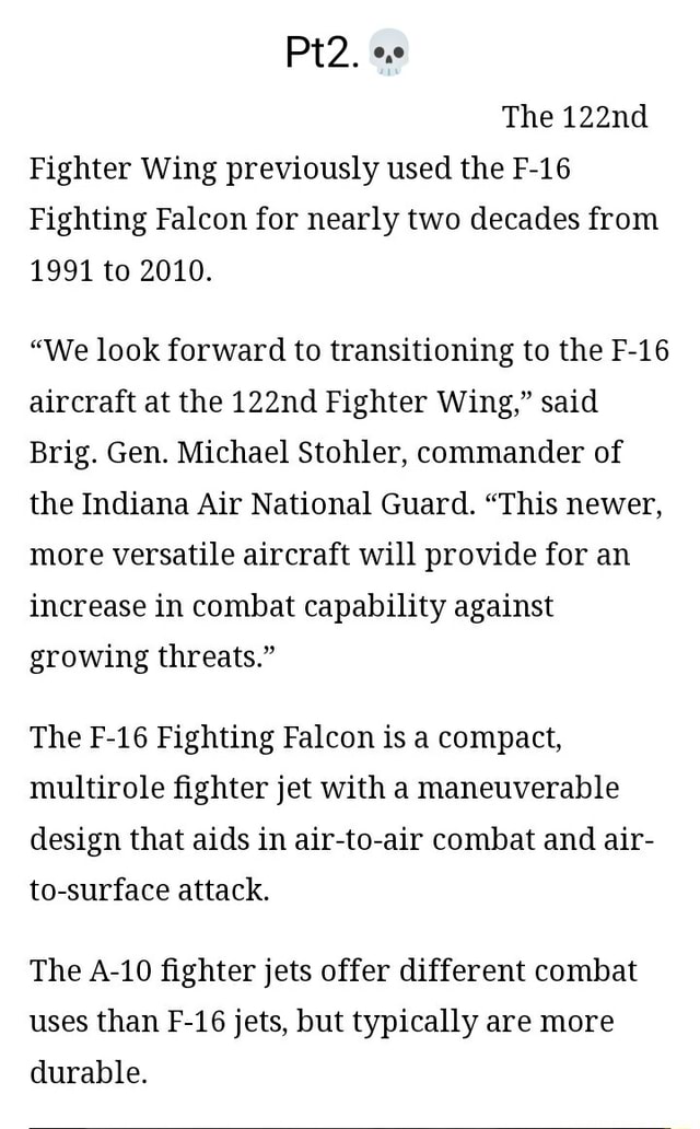 The 122nd Fighter Wing previously used the F-16 Fighting Falcon for ...