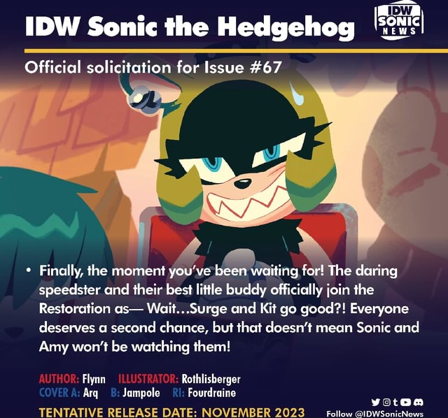 IDW Sonic the Hedgehog Official solicitation for Issue #67 we I Finally ...