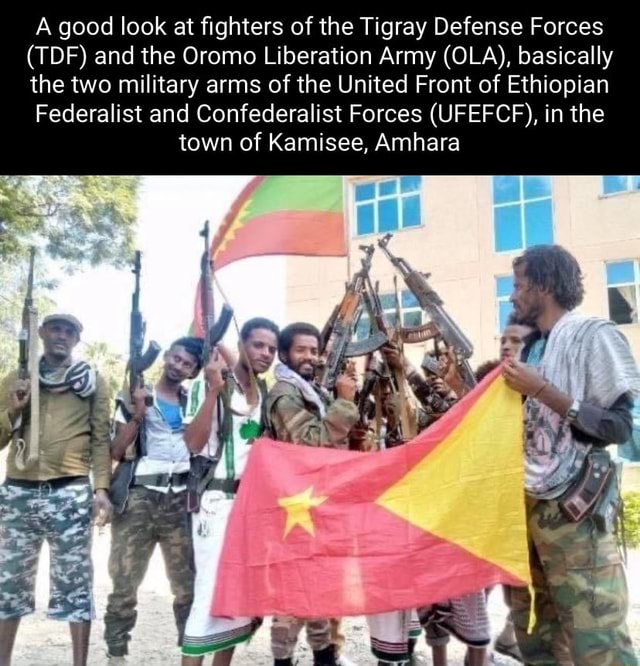 Good look at fighters of the Tigray Defense Forces (TDF) and the Oromo ...