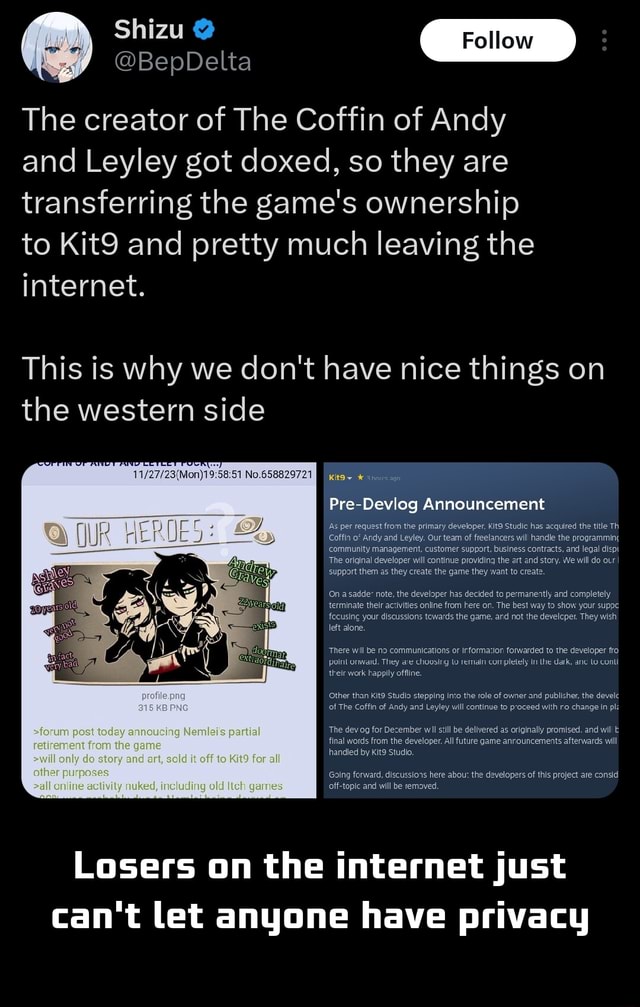 Shizu @ @BepDelta Follow The creator of The Coffin of Andy and Leyley ...