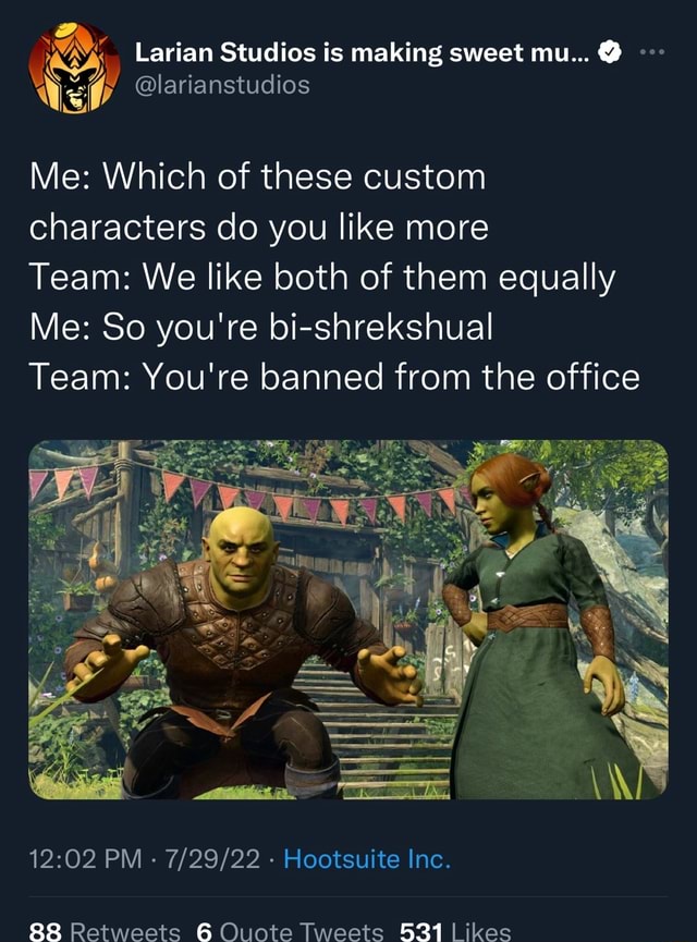 Larian Studios is making sweet mu... @ vi @larianstudios Me: Which of ...