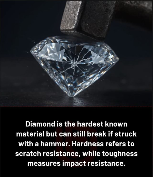 Diamond is the hardest known material but can still break if struck ...