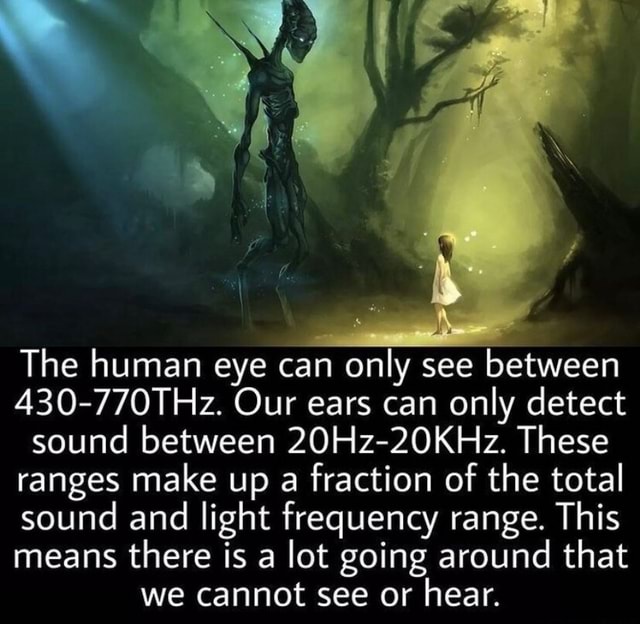 The human eye can only see between 430-770THz. Our ears can only detect ...