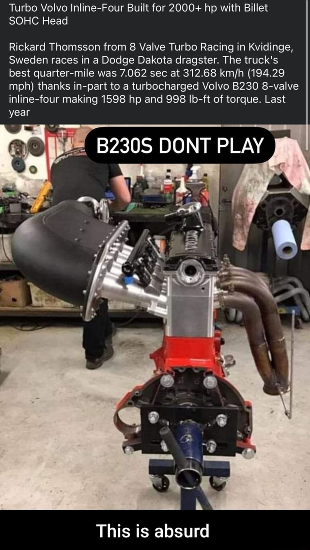 Turbo Volvo Inline-Four Built for 2000+ hp with Billet SOHC Head ...