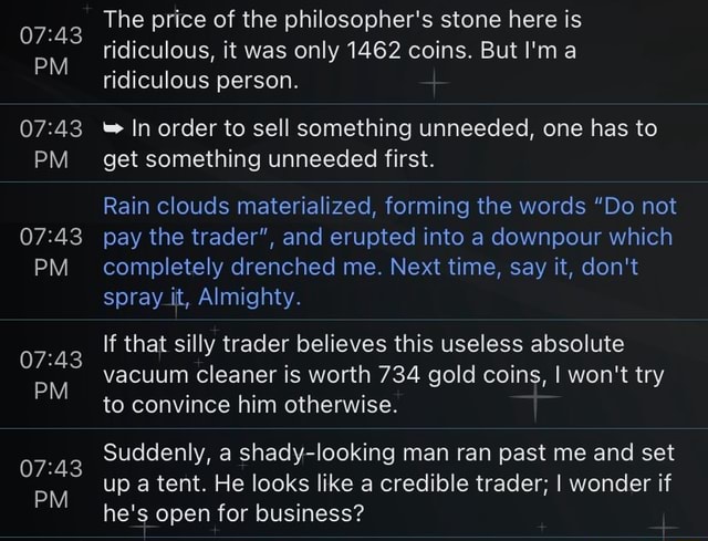 PM The price of the philosopher's stone here is ridiculous, it was only ...