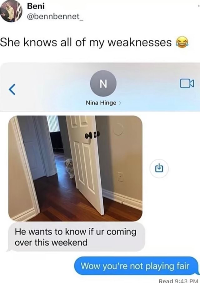 Beni @bennbennet_ She knows all of my weaknesses Nina Hinge He wants to ...