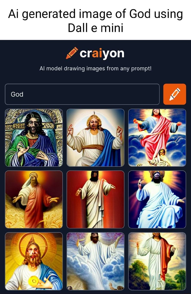 Ai generated image of God using Dall e mini Crayon Al model drawing ...