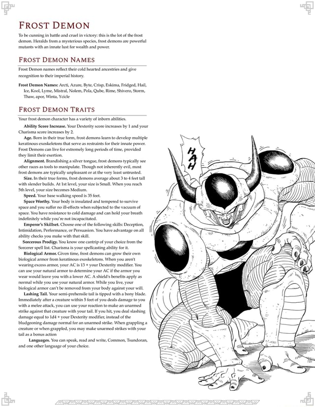 Dragon Ball D&D Setting: Race Updates and Feats [Alien Expansion ...