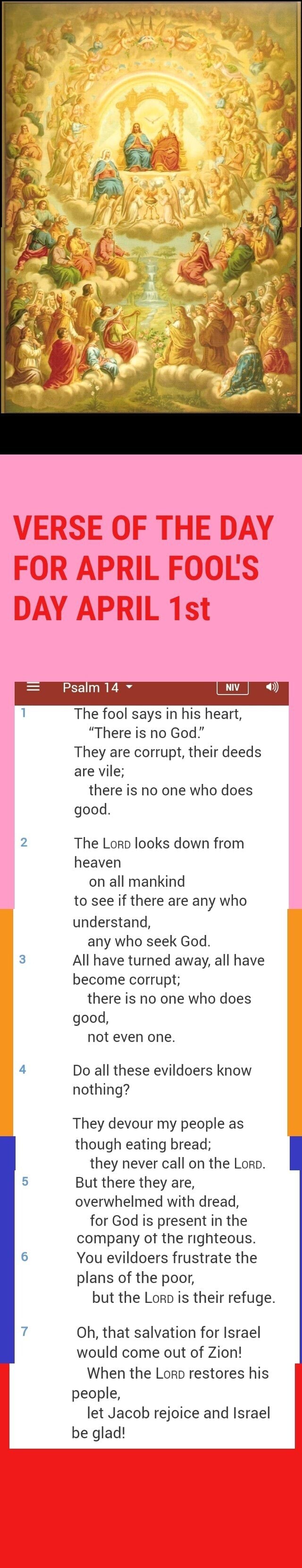VERSE OF THE DAY FOR APRIL FOOLS DAY APRIL Psalm 14 ~ The fool says in ...