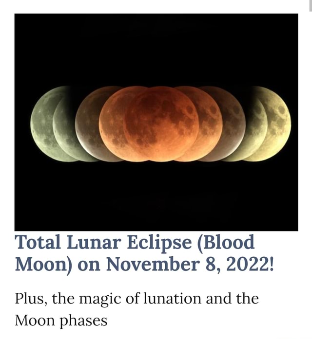 Total Lunar Eclipse (Blood Moon) on November 8, 2022! Plus, the magic ...