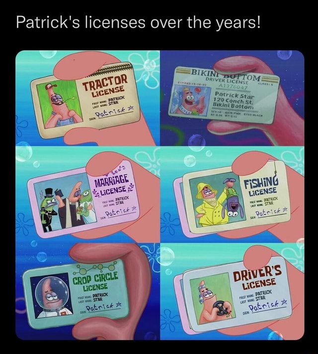 Patrick's licenses over the years! DRive ToM LICEN Patric Conch St ...