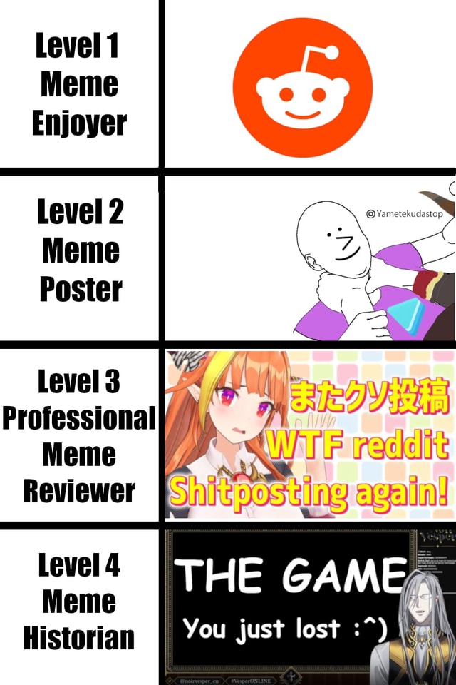 Level 1 Meme Enjoyer Level 2 Meme Poster Level Professional Meme ...