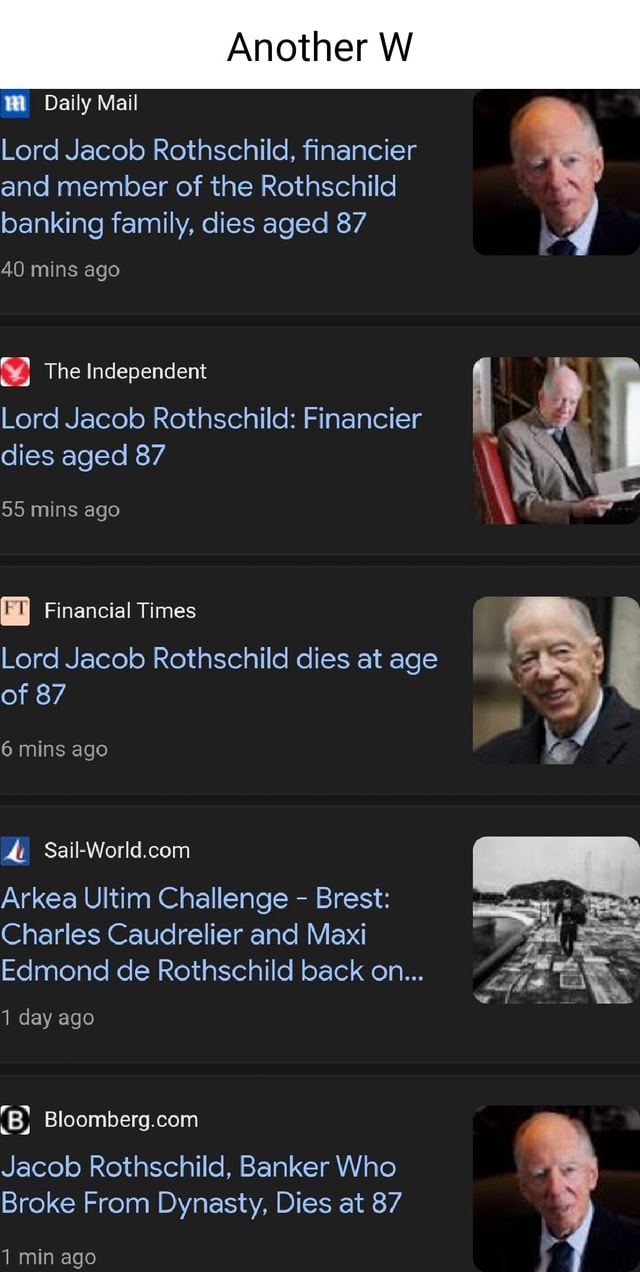 Another W Daily Mail Lord Jacob Rothschild, financier and member of the ...
