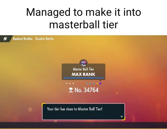 Managed to make it into masterball tier Ranked Battles Double Battle ...