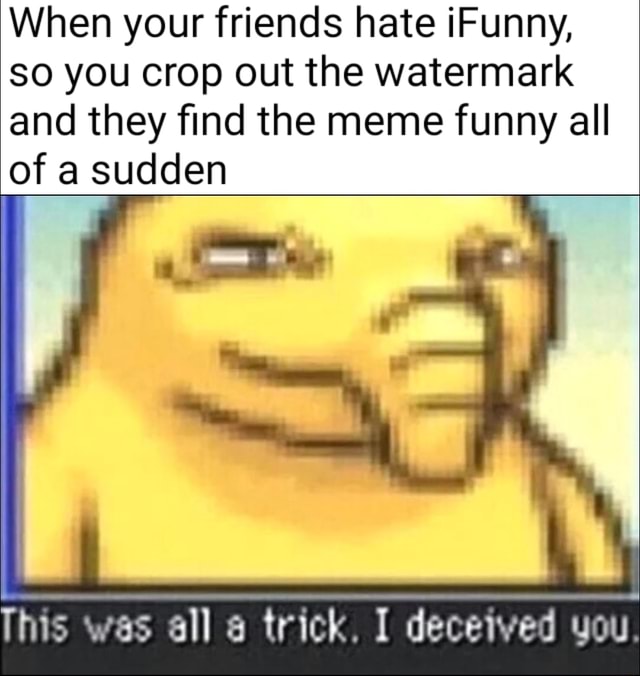 When your friends hate iFunny, so you Crop out the watermark and they ...