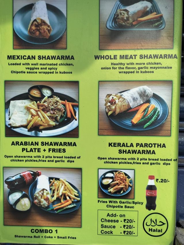 MEXICAN SHAWARMA Loaded with well marinated chicken, veggies and spicy ...