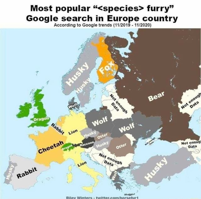 Most popular " furry" Google search in Europe country According to ...