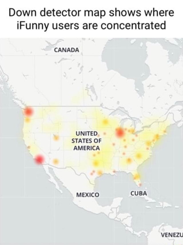 Down detector map shows where Funny users are concentrated CANADA ...
