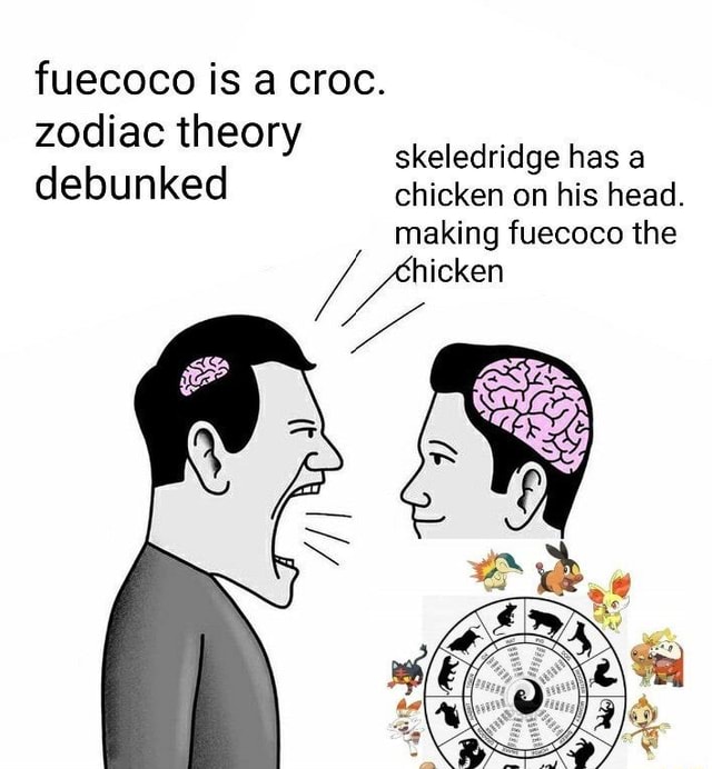 Fuecoco is a croc. zodiac theory skeledridge has a debunked chicken on ...