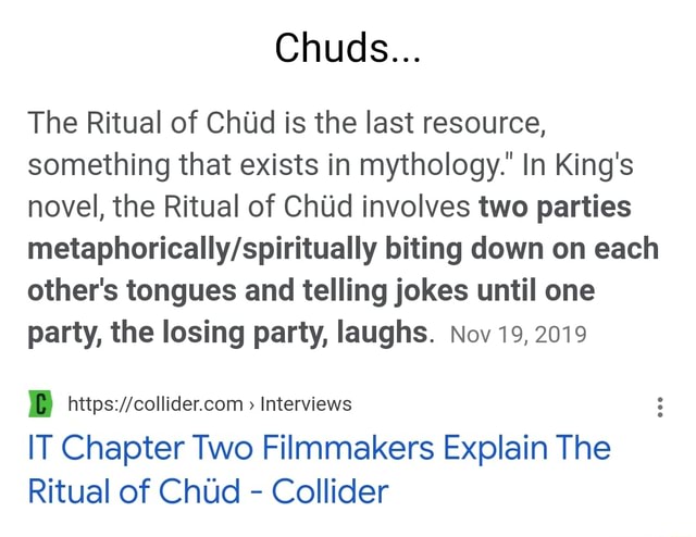 Chuds... The Ritual of Chiid is the last resource, something that ...