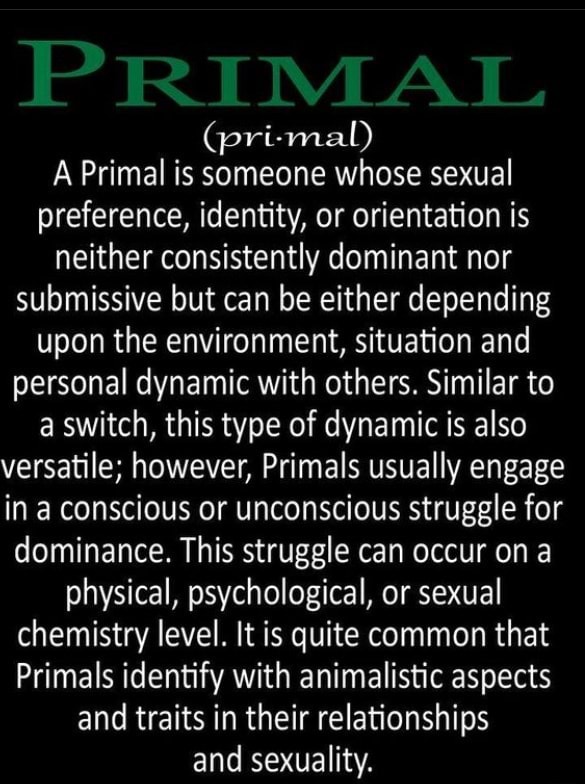 PRIMAL (pri-mal) A Primal is someone whose sexual preference, identity ...