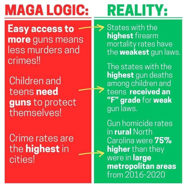 MAGA LOGIC: Easy access to more guns means less murders and crimes ...