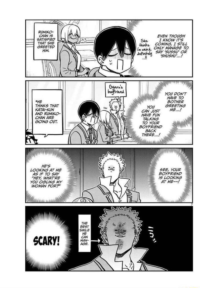 HE THINKS THAT KATAI-KUN AND RUMIKO- CHAN ARE GOING OUT. HE'S LOOKING ...