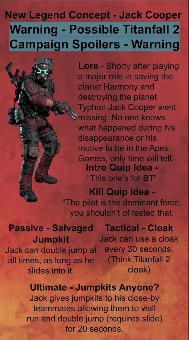 New Legend Concept - Jack Cooper Warning - Possible Titanfall 2 ...