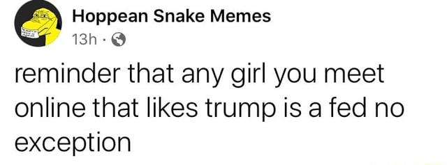 6) Hoppean Snake Memes wef -8 reminder that any girl you meet online ...