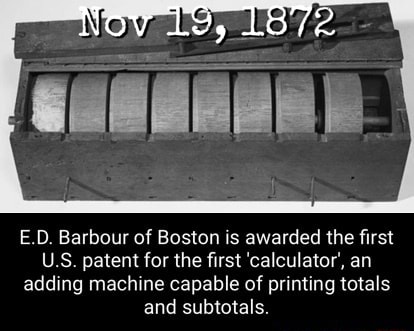 E.D. Barbour of Boston is awarded the first U.S. patent for the first ...
