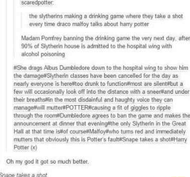 The sithering making drinking game where they take shot 'every time ...