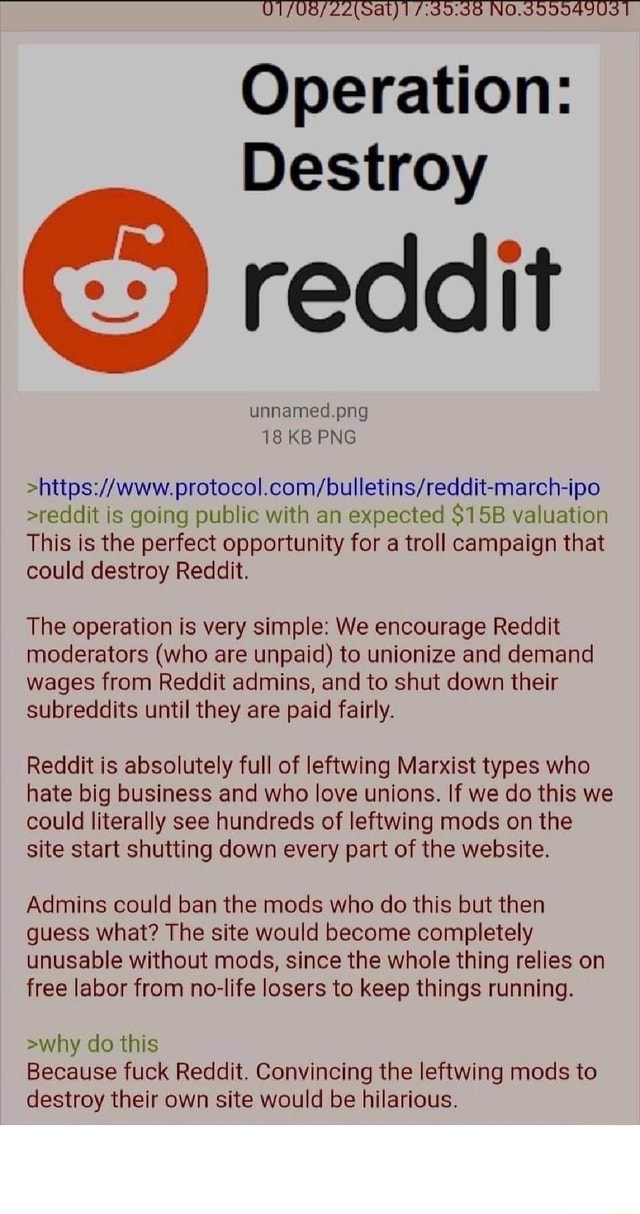 OT Operation: Destroy reddit unnamed.png 18 KB PNG >reddit is going ...