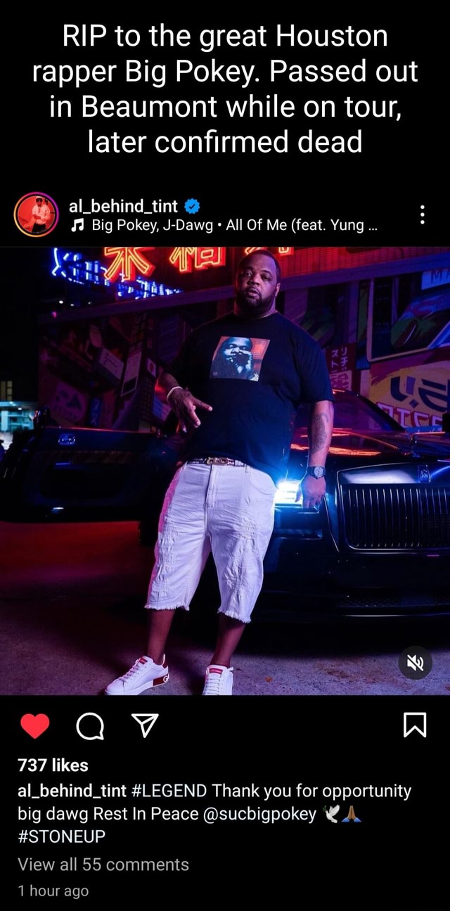 RIP to the great Houston rapper Big Pokey. Passed out in Beaumont while ...