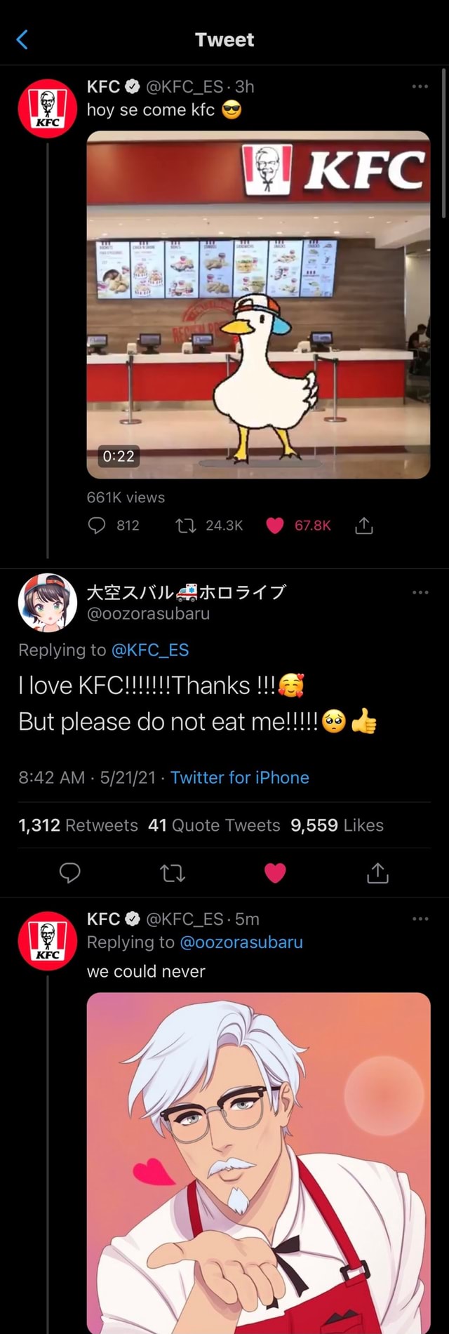 Tweet KFC KFC @ @KFC_ES-3h oy se come kfc KFC 661K views 812 Tl 243K ...
