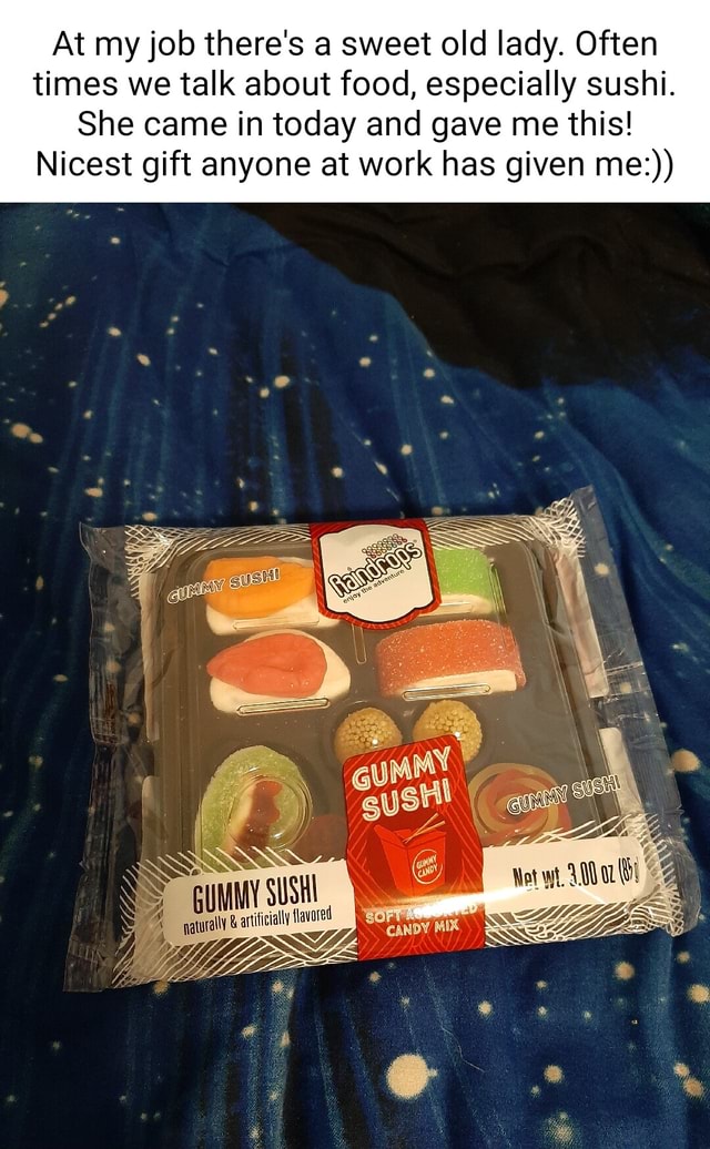 At my job there's a sweet old lady. Often times we talk about food ...