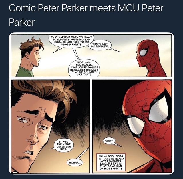Comic Peter Parker meets MCU Peter Parker WHAT HAPPENS WHEN YOU HAVE TO ...