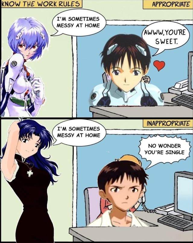 KNOW THE WORK RULES APPROPRIATE YOURE SWEET. I'M SOMETIMES MESSY AT HOME INAPPROPRIATE I'M ...