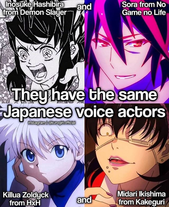 Inosuke Hashibira and Sora from No from Demon Slayer Game no Life They ...