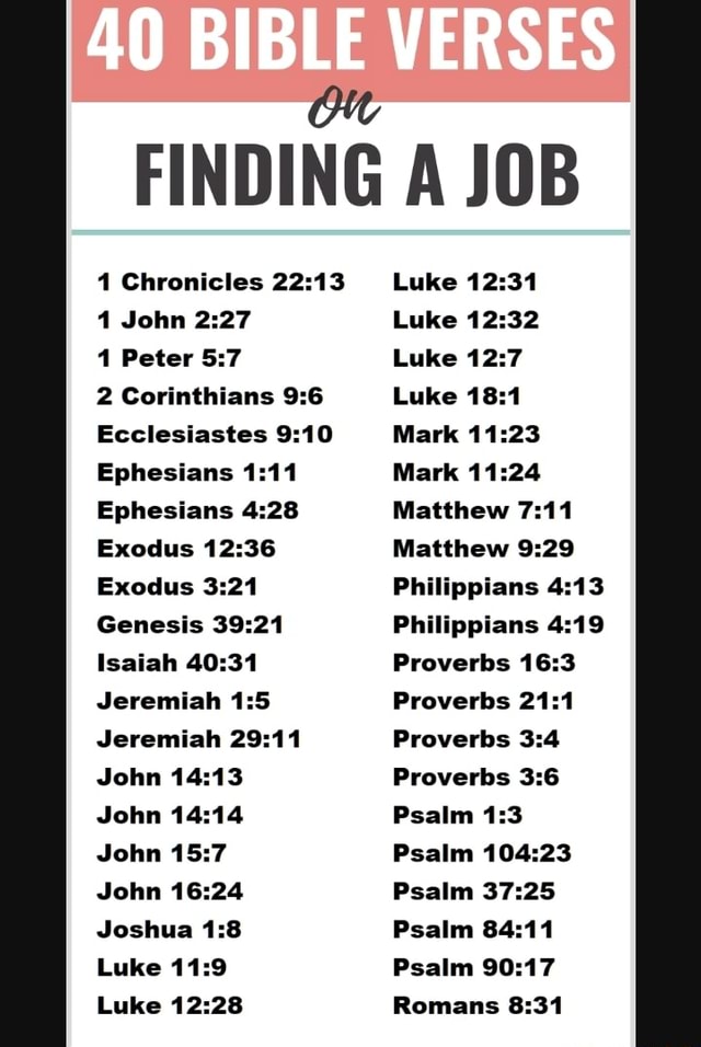 40 BIBLE VERSES FINDING A JOB 1 Chronicles John 2227 1 Peter 2 ...