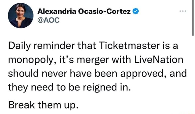 Daily reminder that Ticketmaster is a monopoly, it's merger with ...