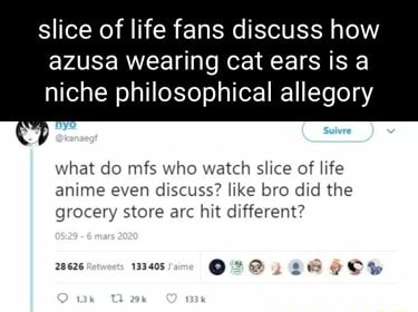 Slice of life fans discuss how azusa wearing cat ears is a niche ...
