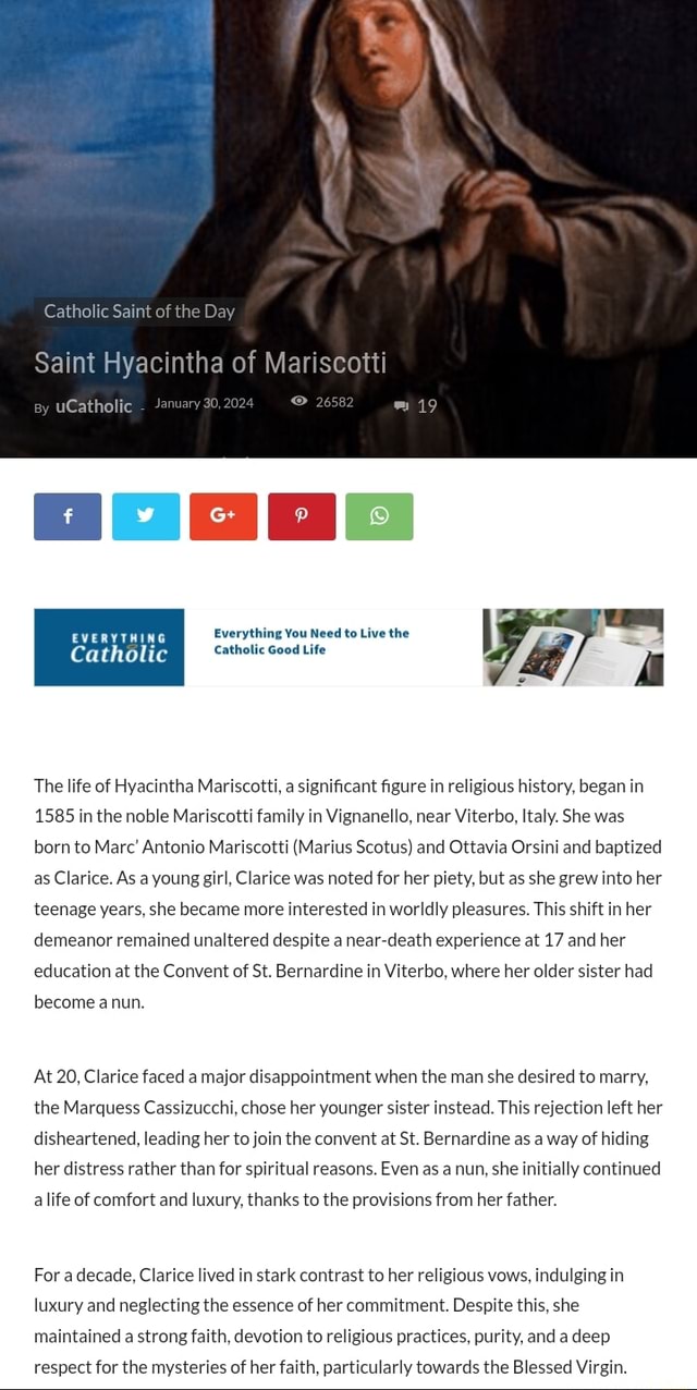Catholic Saint of the D: Saint Hyacintha of Mariscotti uCatholic ...